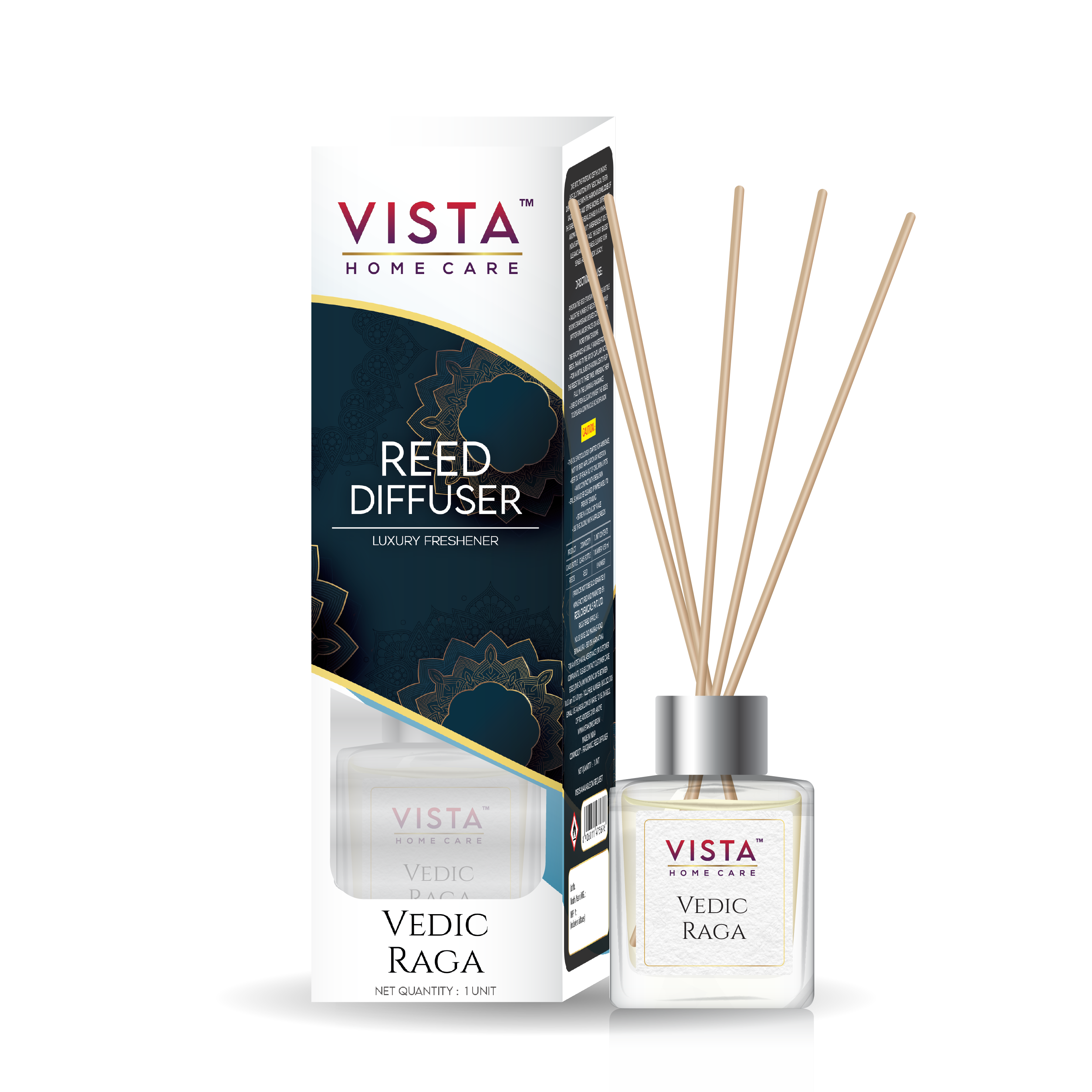Vedic Raga 1 Unit Reed Diffuser | 50 ml Luxury Air Freshener with 6 Re